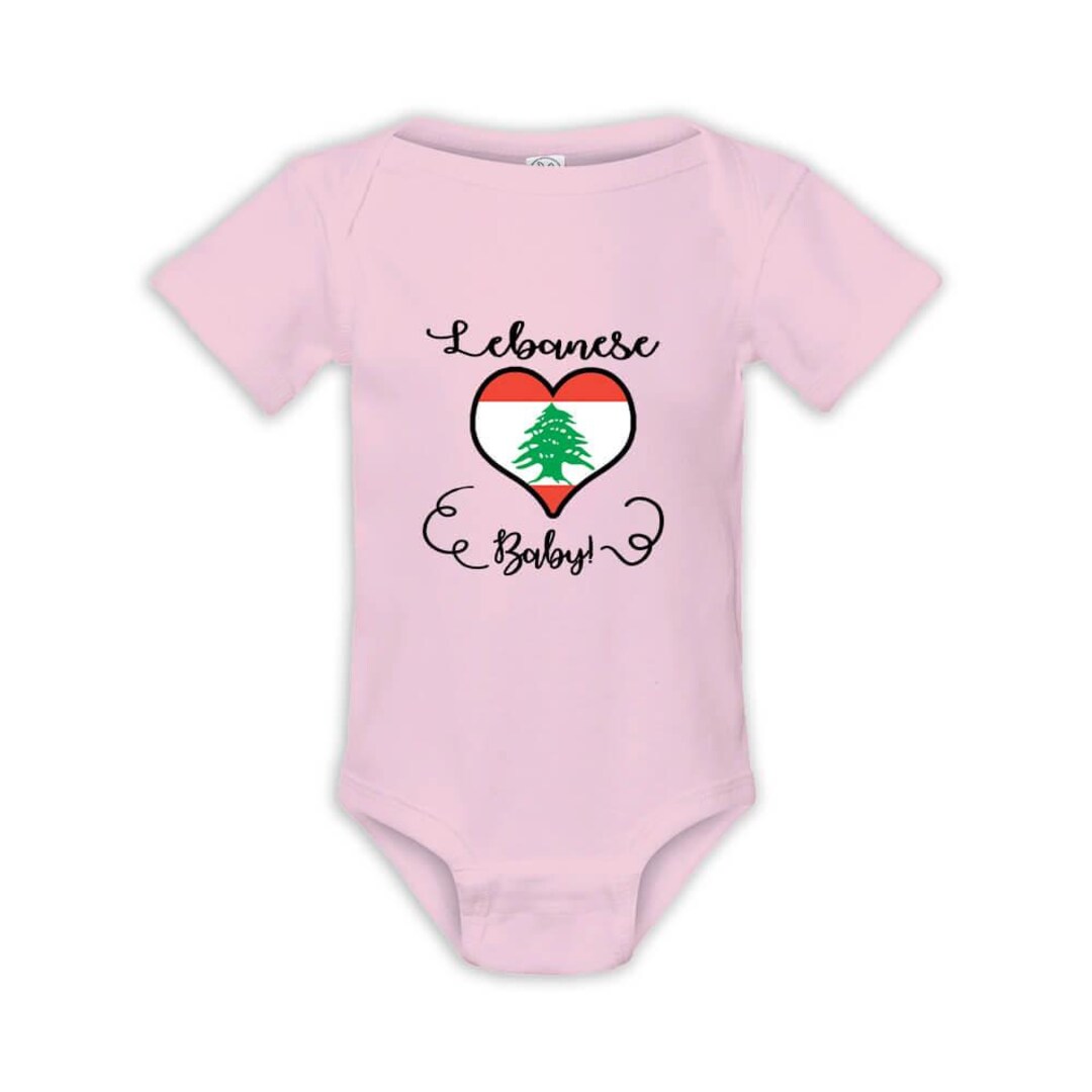 Personalized Lebanese Baby Bodysuit Heart Flag Lebanon Country Name ...