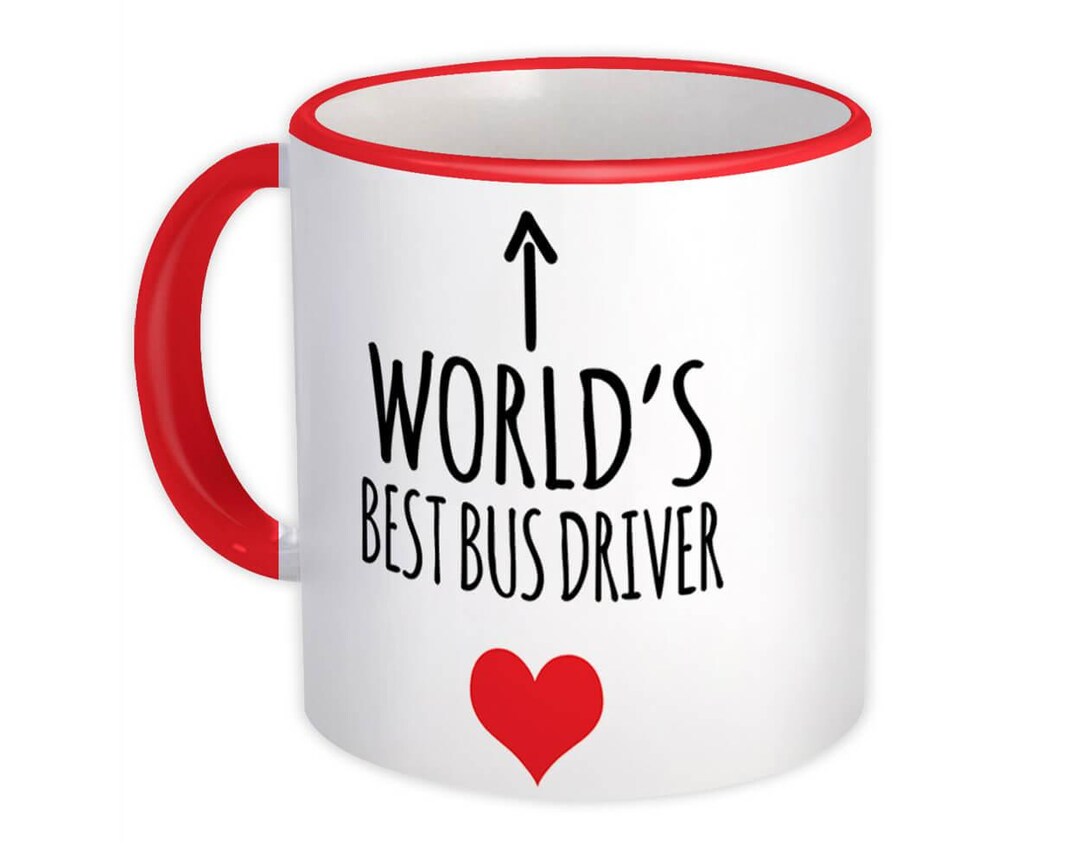 Worlds Best BUS DRIVER Mug Gift Heart Love Family Work Christmas ...