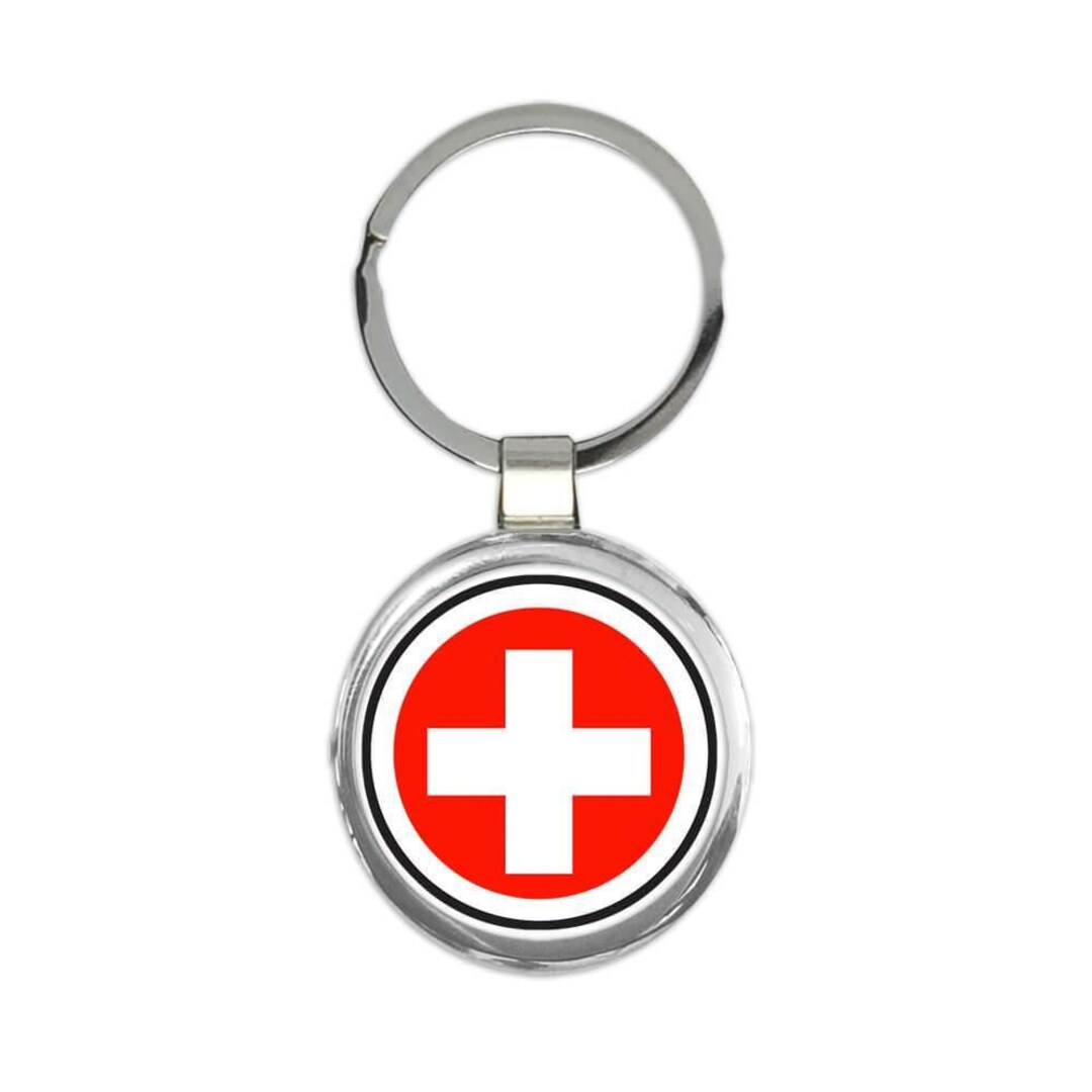 Switzerland Gift Round Keychain Flag Never Underestimate the Power ...