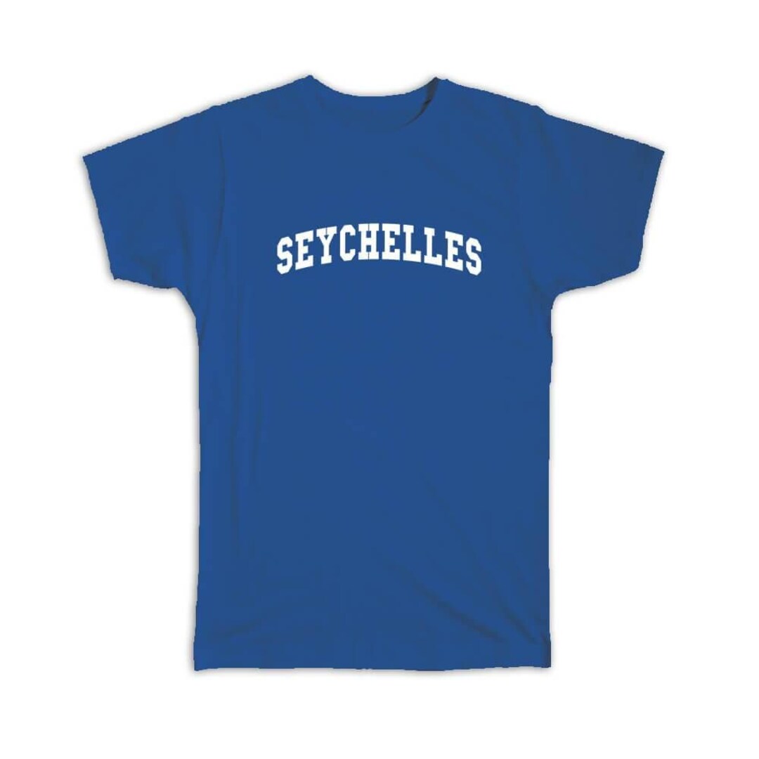 Seychelles T-shirt Gift Flag College Script Calligraphy Country Expat ...