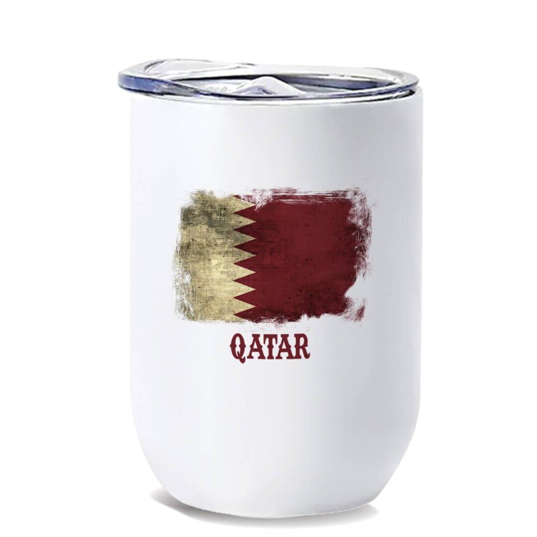 Qatar Wine Tumbler Gift Distressed Flag Vintage Qatari Expat Country - Etsy