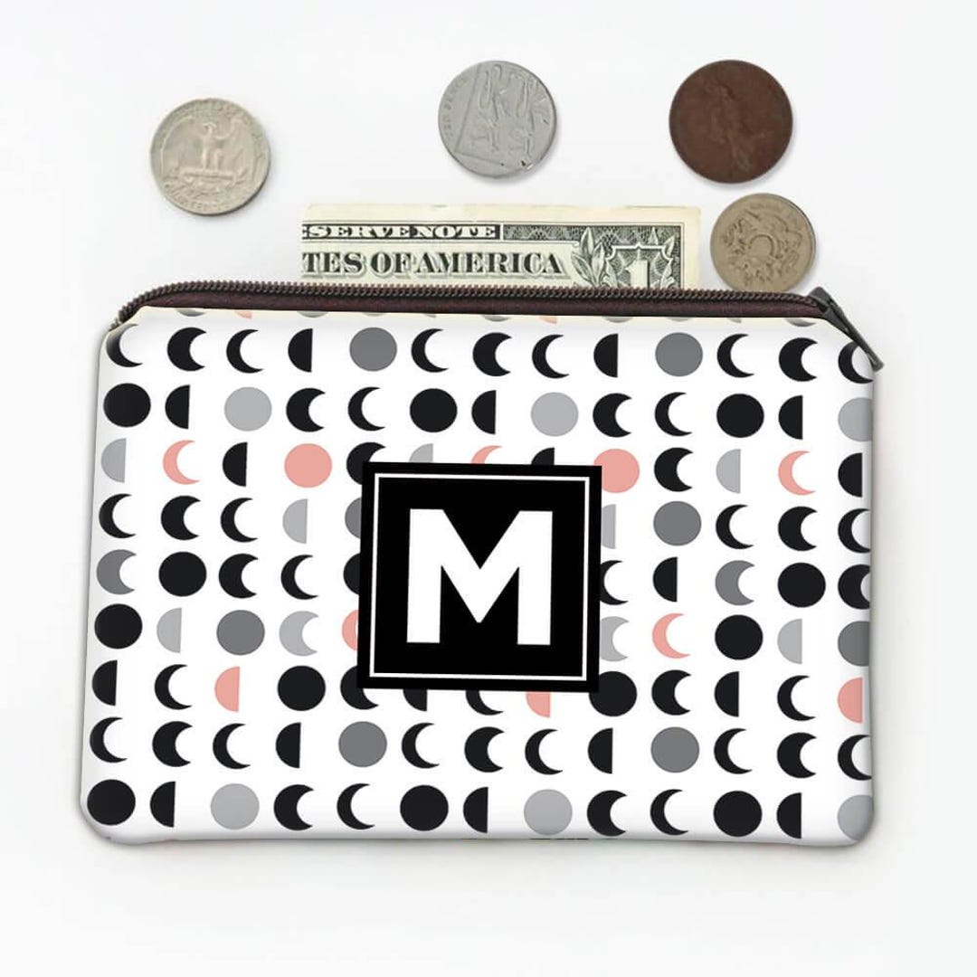 Moon Phases Pattern Coin Purse Gift Polka Dots Full Half Moon Abstract ...