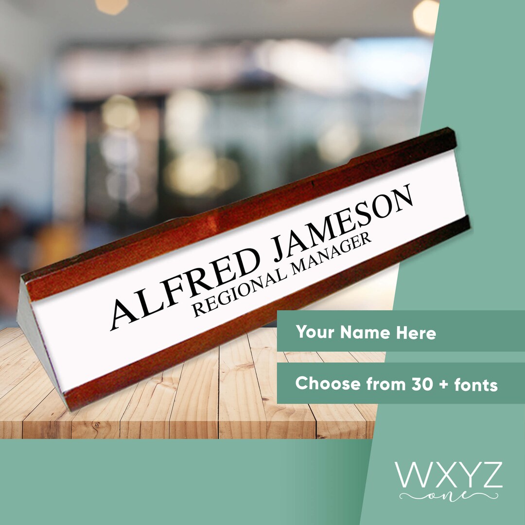 Personalized Desk Name Holder, Customized Desk Sign Plaque Mahogany ...