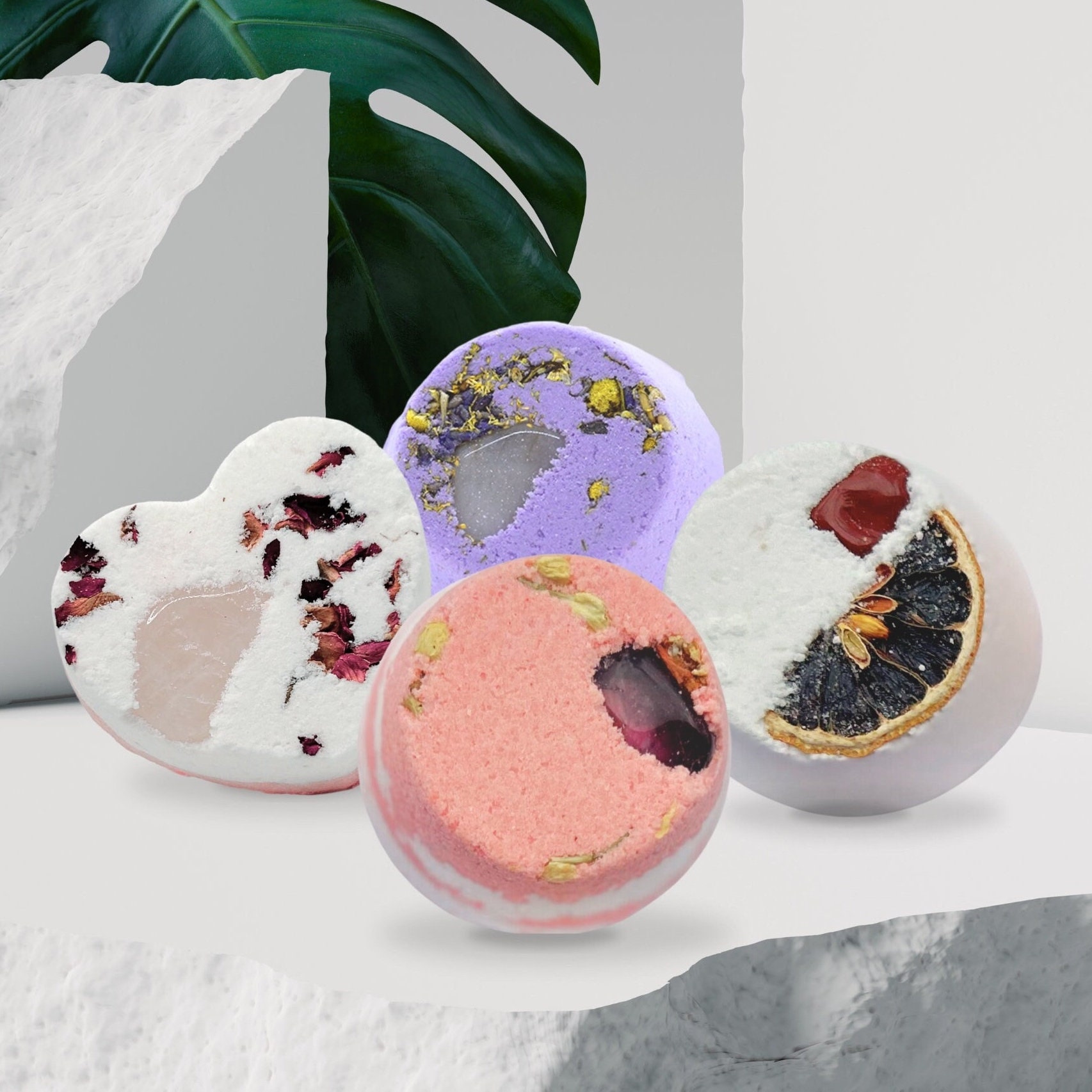 Crystal Bath Bomb 4-pack, Large 2.75 Essential Oil Bath Bomb Box, Spa ...