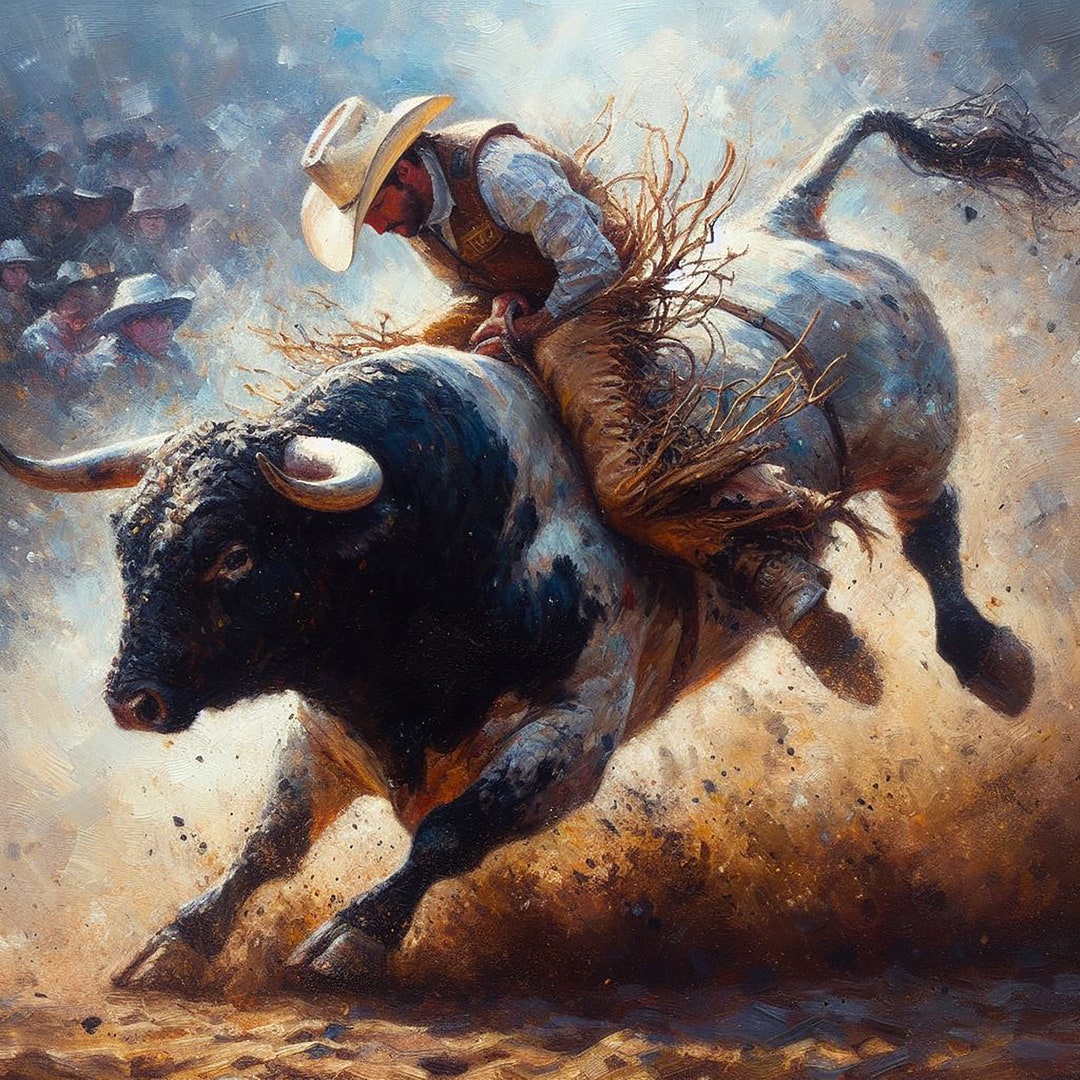 Rodeo, Horses, Bulls, Country, Bull Riding, Beautiful Giclee Print ...