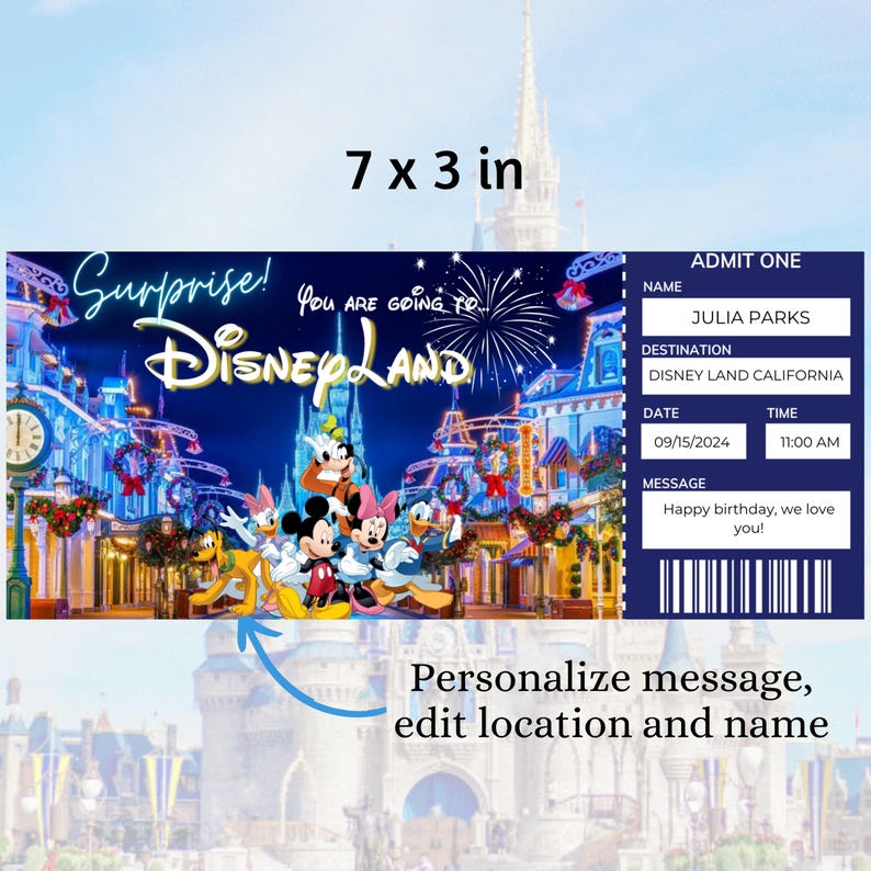 Editable Disneyworld Ticket, Disneyland Ticket, Editable Ticket ...