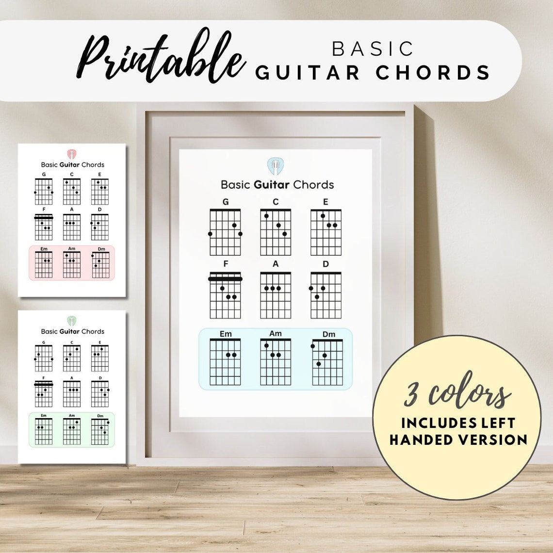 Beginner Guitar Chords, Digital PDF for Guitar Beginners, Guitar ...