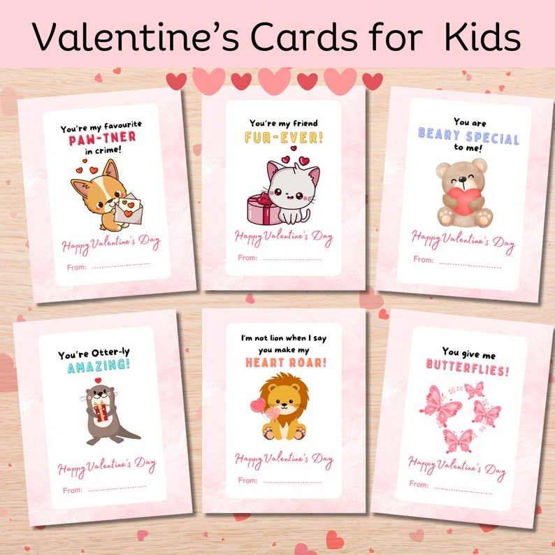 Printable Animal Valentine Cards, Variety of Animal Puns, Valentine ...
