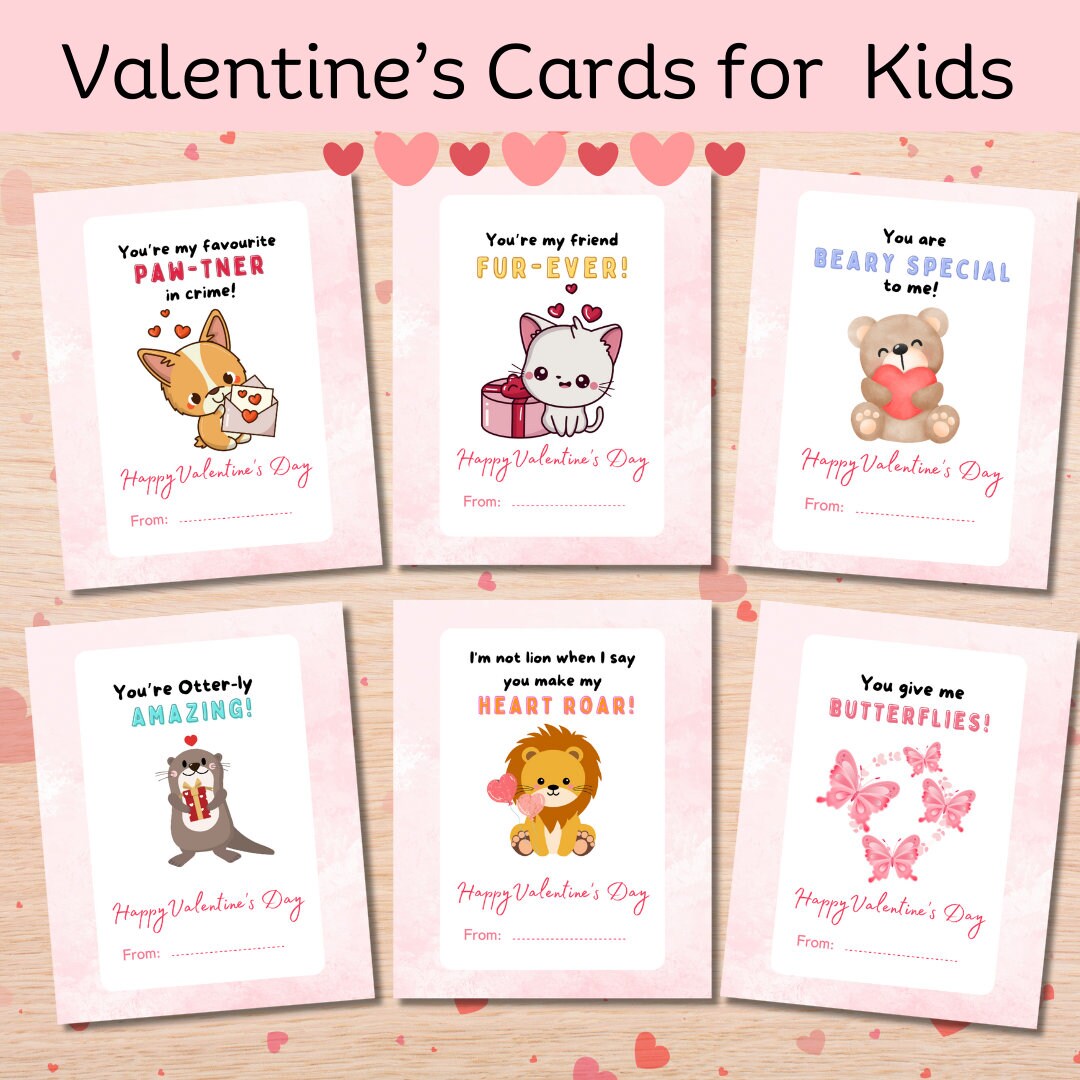 Printable Animal Valentine Cards, Variety of Animal Puns, Valentine ...