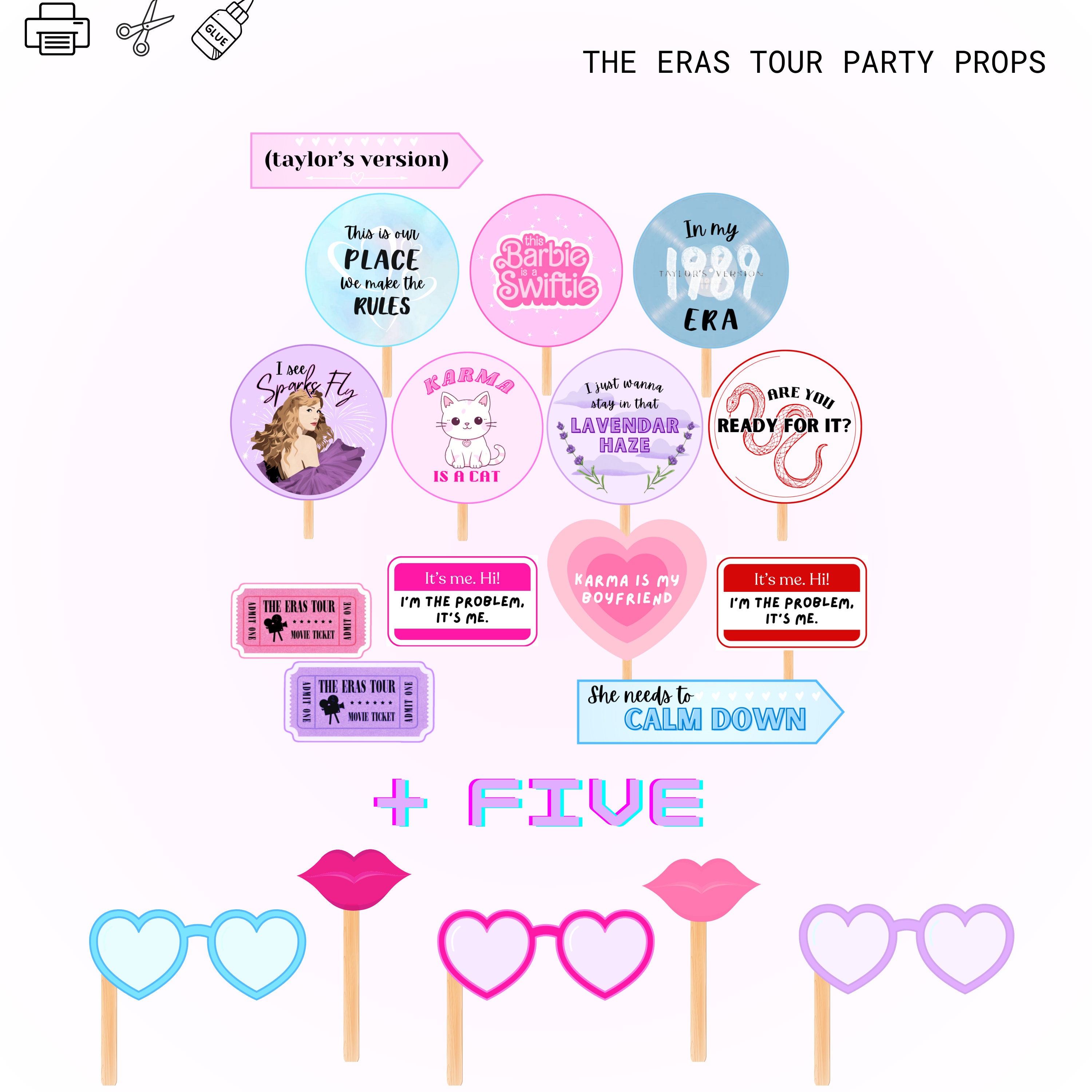 Taylor Swift Photo Booth Party Props, Printable Taylor Swift Birthday ...