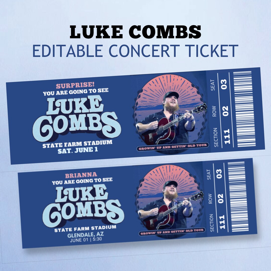 Luke Combs Tour Ticket, Tour Ticket, Luke Combs Tour, Editable Ticket ...