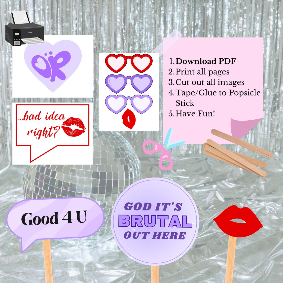 Olivia Rodrigo Party Props, Printable Sour, Guts Tour Party, Birthday ...