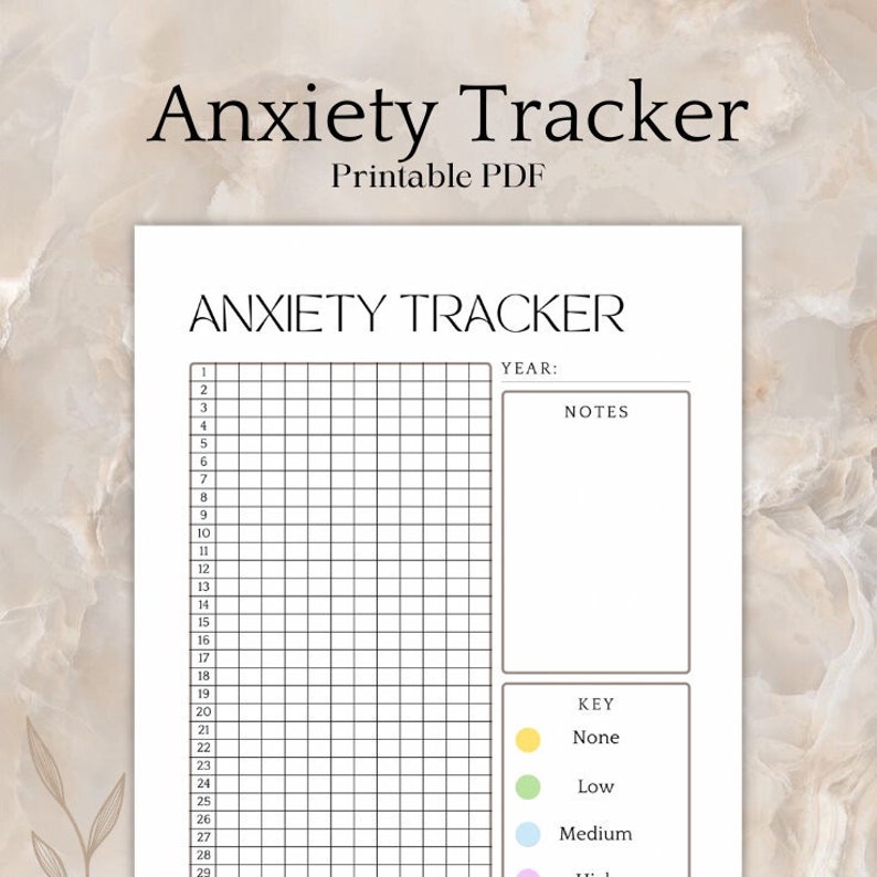 Anxiety Tracker Digital Download - A4 Journal Page, Printable Tracker ...