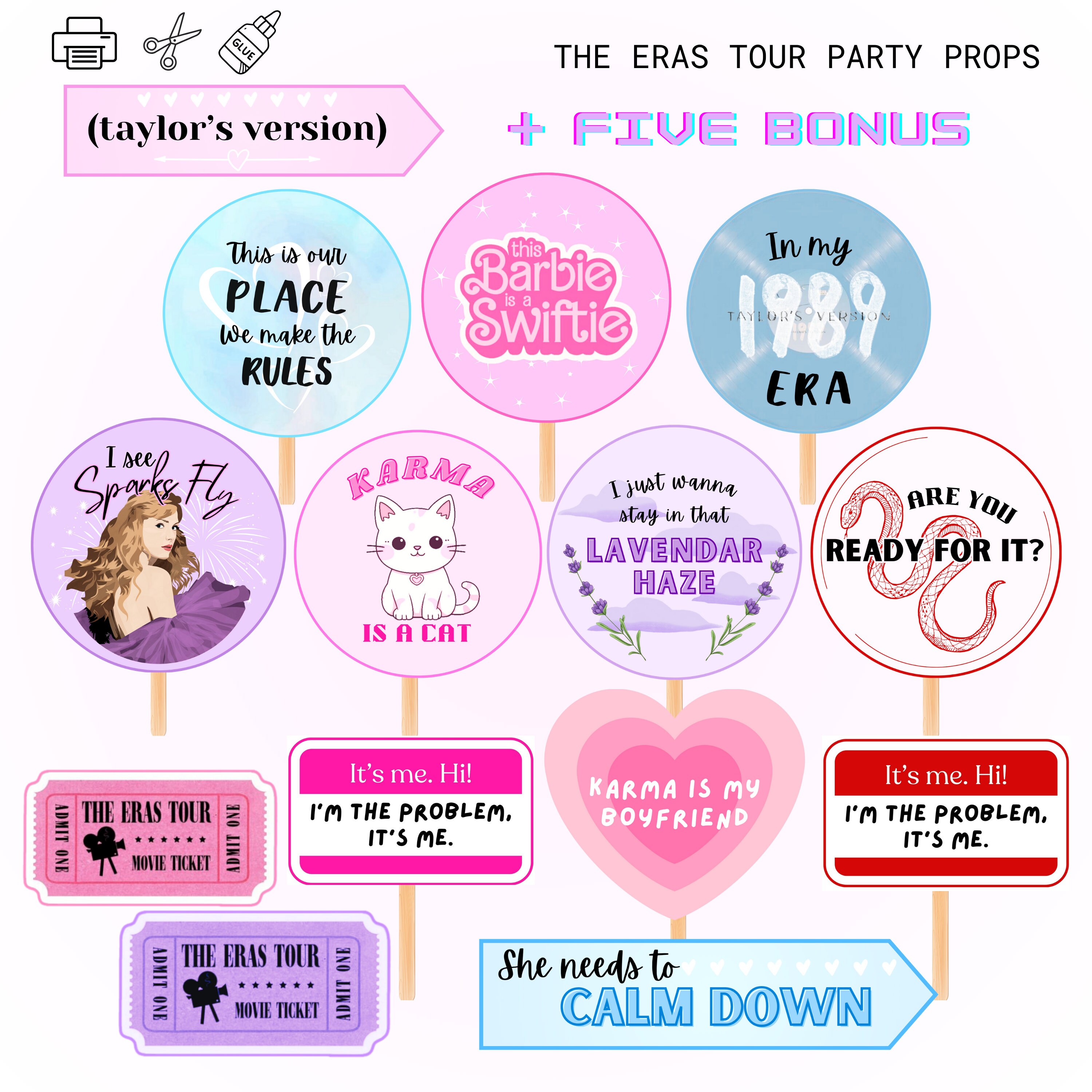 Taylor Swift Photo Booth Party Props, Printable Taylor Swift Birthday ...