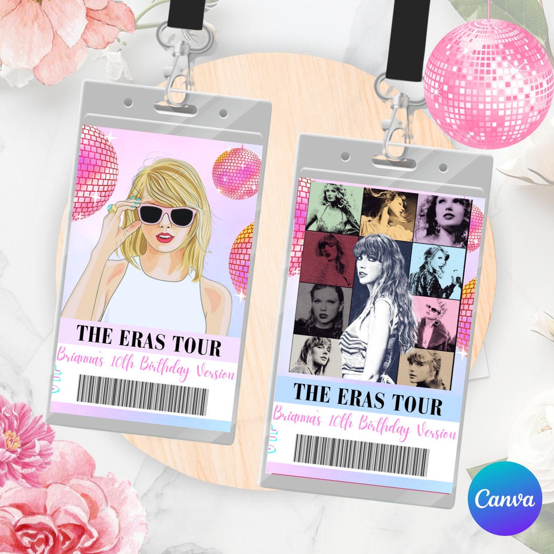 Eras Tour VIP Party Pass Editable Taylor Swift Eras Birthday Instant ...
