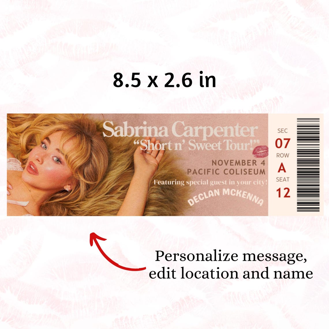 Sabrina Carpenter Editable Surprise Tour Ticket, Short N' Sweet Tour ...