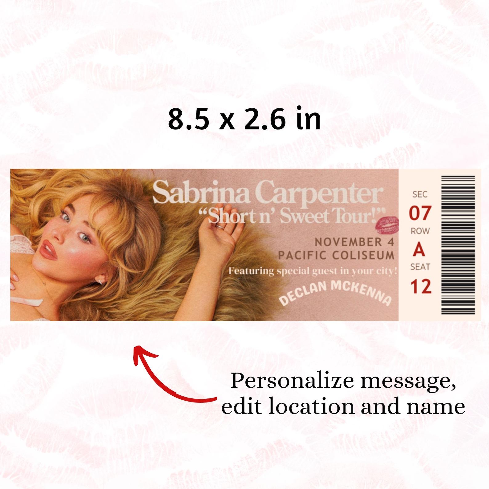 Sabrina Carpenter Editable Surprise Tour Ticket, Short N' Sweet Tour ...