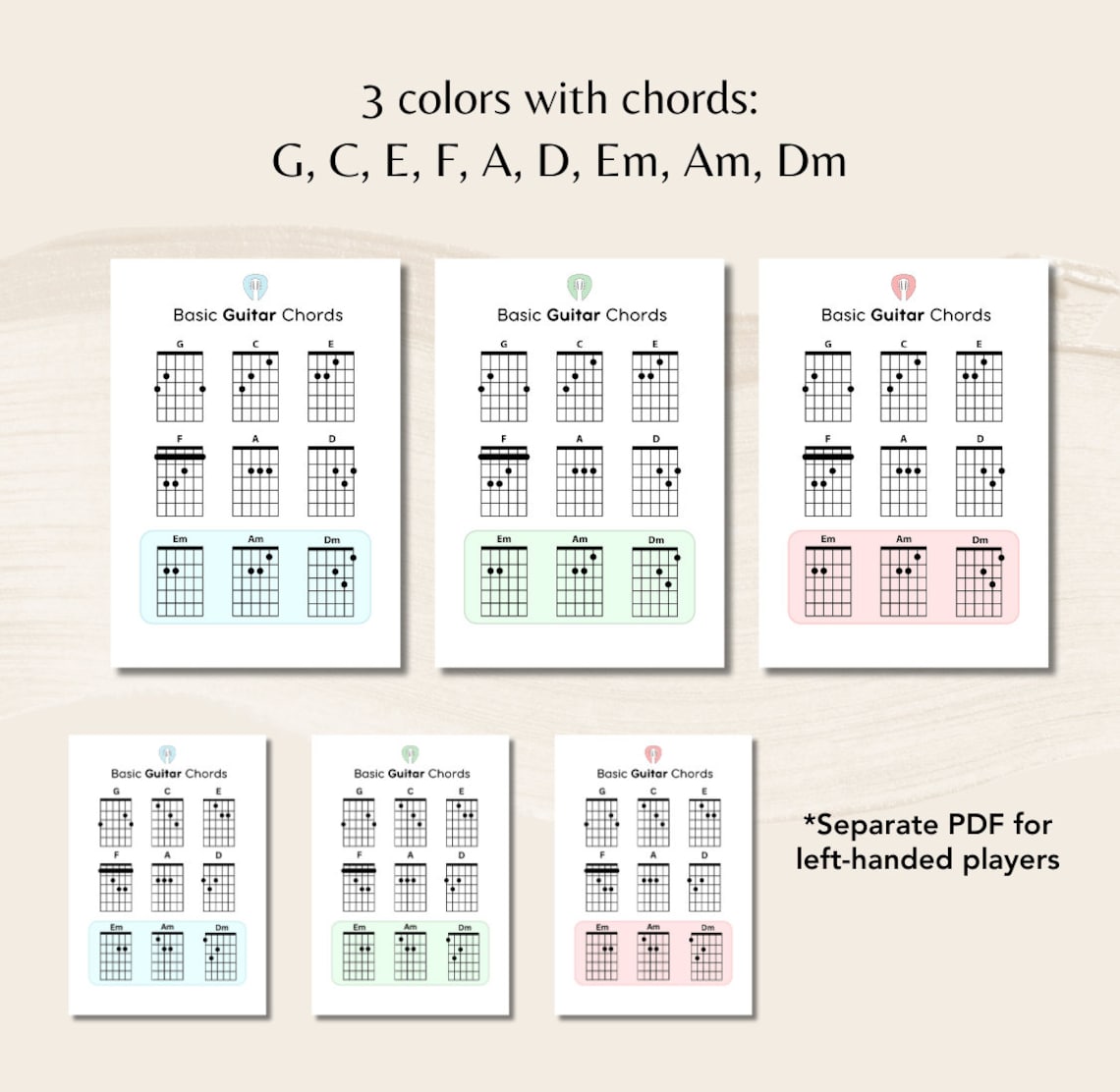 Beginner Guitar Chords, Digital PDF for Guitar Beginners, Guitar ...