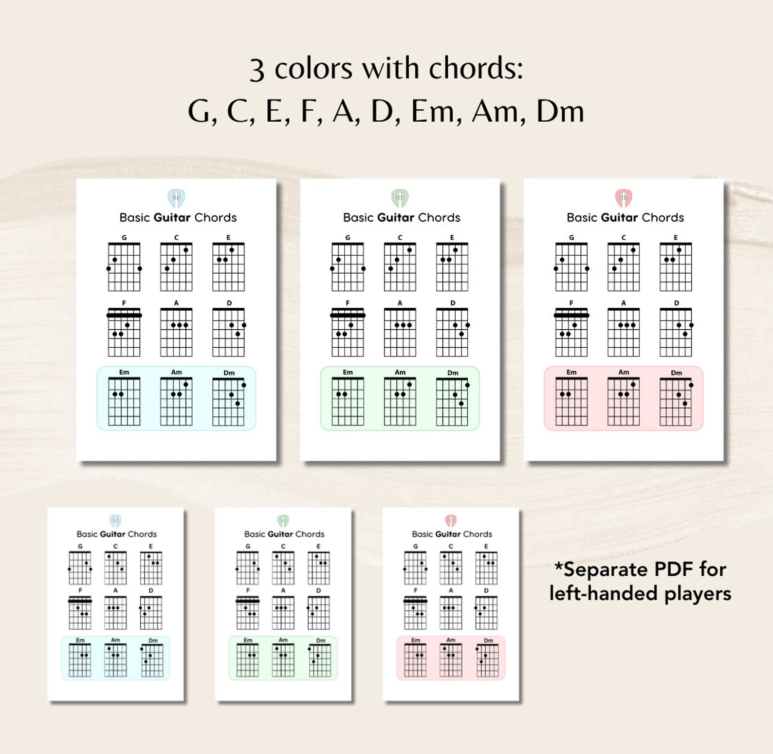 Beginner Guitar Chords, Digital PDF for Guitar Beginners, Guitar ...