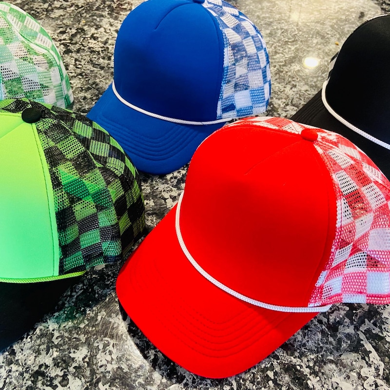 Checkered Hat - Etsy