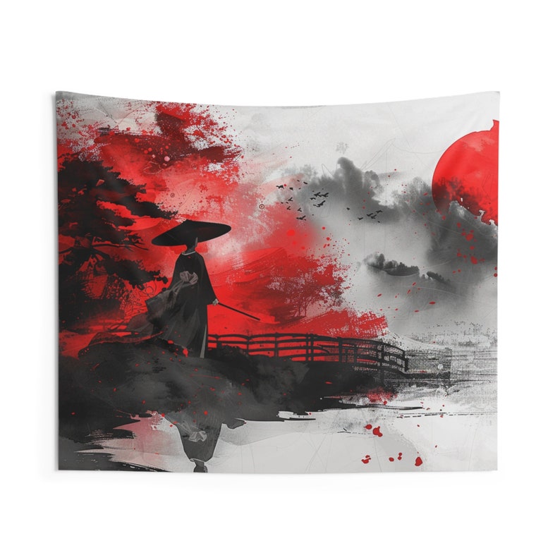 Red and Black Samurai Tapestry - Etsy