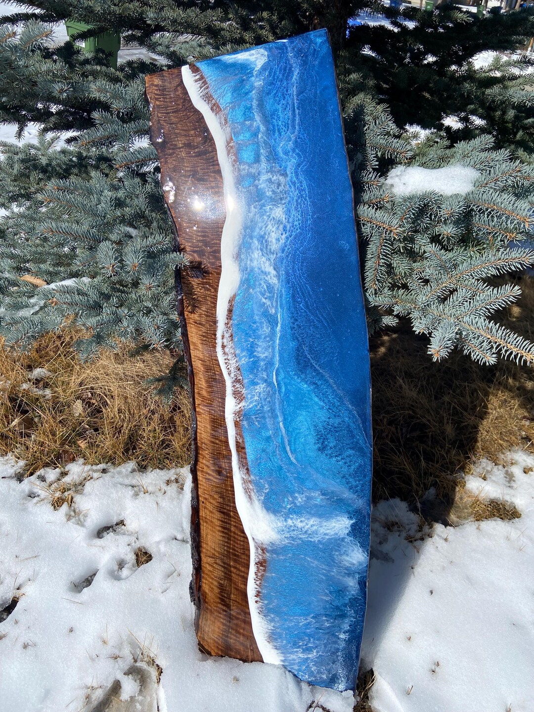 Live Edge Walnut Bath Caddy, Bathtub Tray, Beach Resin, Ocean, Wood ...