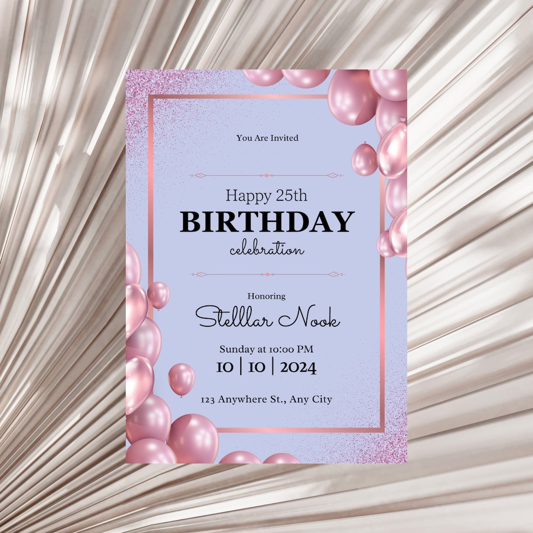 Editable Birthday Invites Customizable Party Invitations Personalized ...