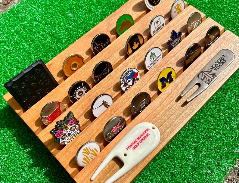 Wood Golf Ball Marker Display Cherry Wood - Etsy