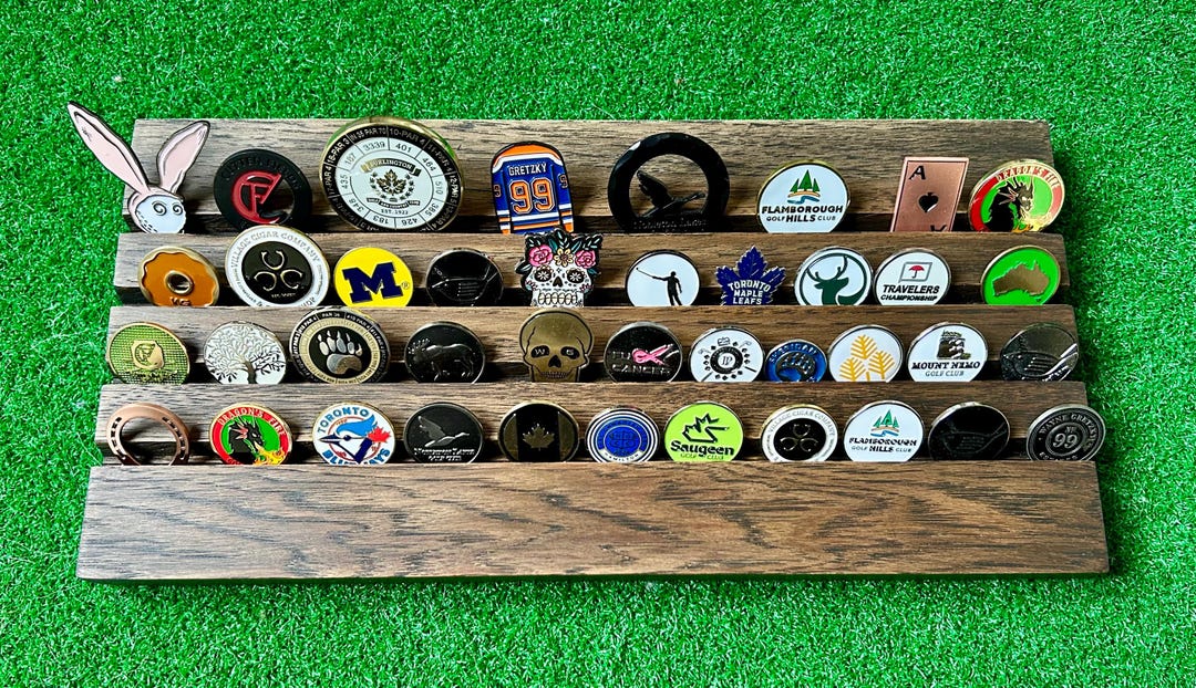 Golf Ball Marker Display- Hickory Wood - Etsy