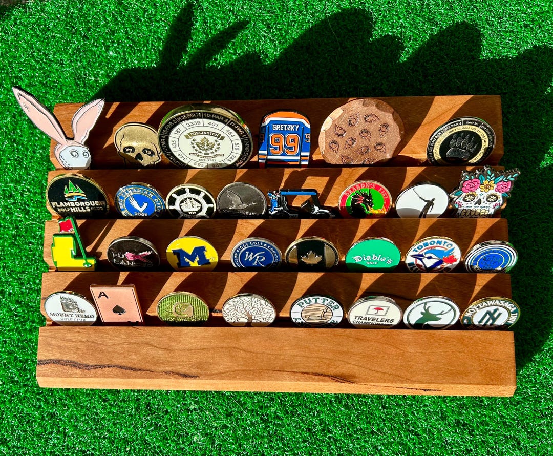 Golf Ball Marker Display- Cherry Wood. - Etsy