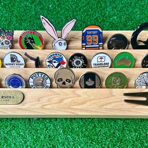 Golf Ball Marker Display- Hickory Wood - Etsy
