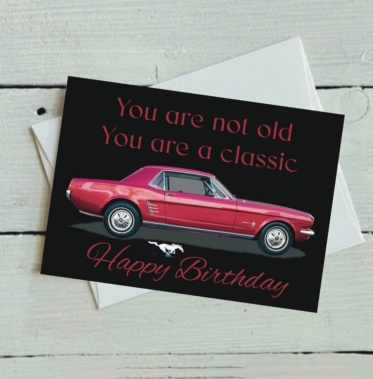 Ford Mustang Birthday Card, Classic Car Card Personalize for Dad ...