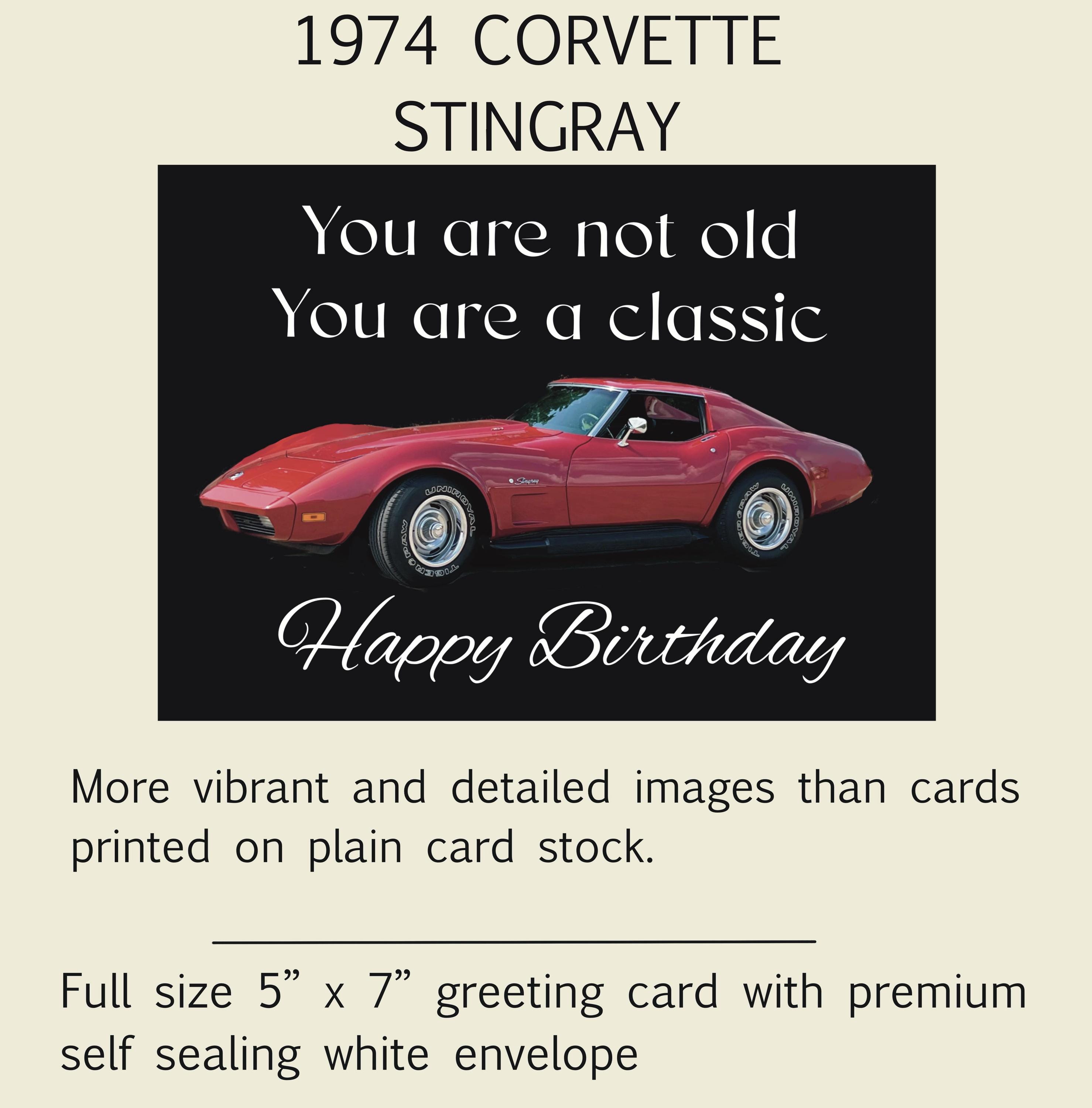 Corvette Birthday Card: Classic 1974 Corvette Lover Gift; Free to ...