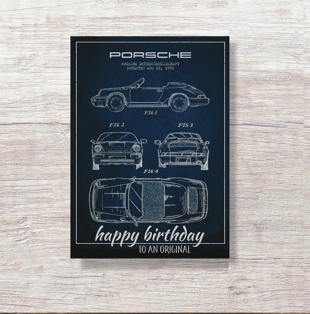 Porsche 911 Birthday Card, Vintage or Classic Car a Great Card for Him ...