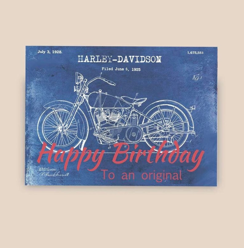 Harley Davidson Birthday Card, Personalize This Motorcycle Card or ...