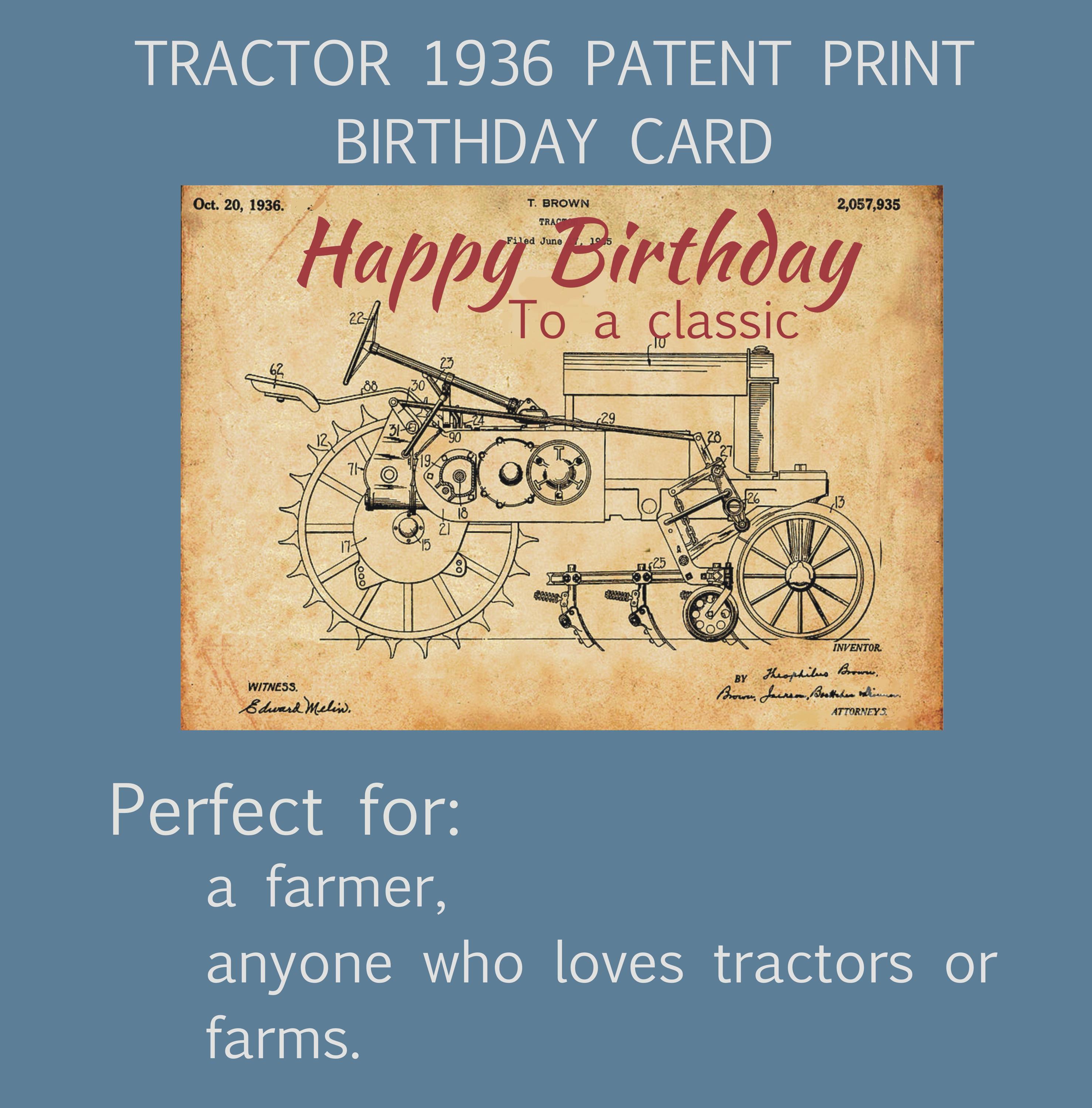 Tractor Birthday Card, Great for a Farmer or Tractor Fan - a Great ...