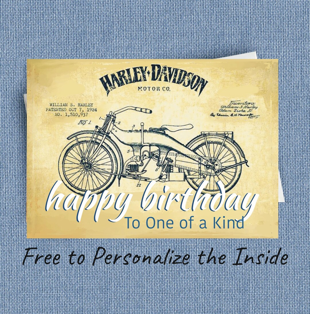 Personalized Motorcycle Birthday Card – Vintage Harley-davidson Patent ...