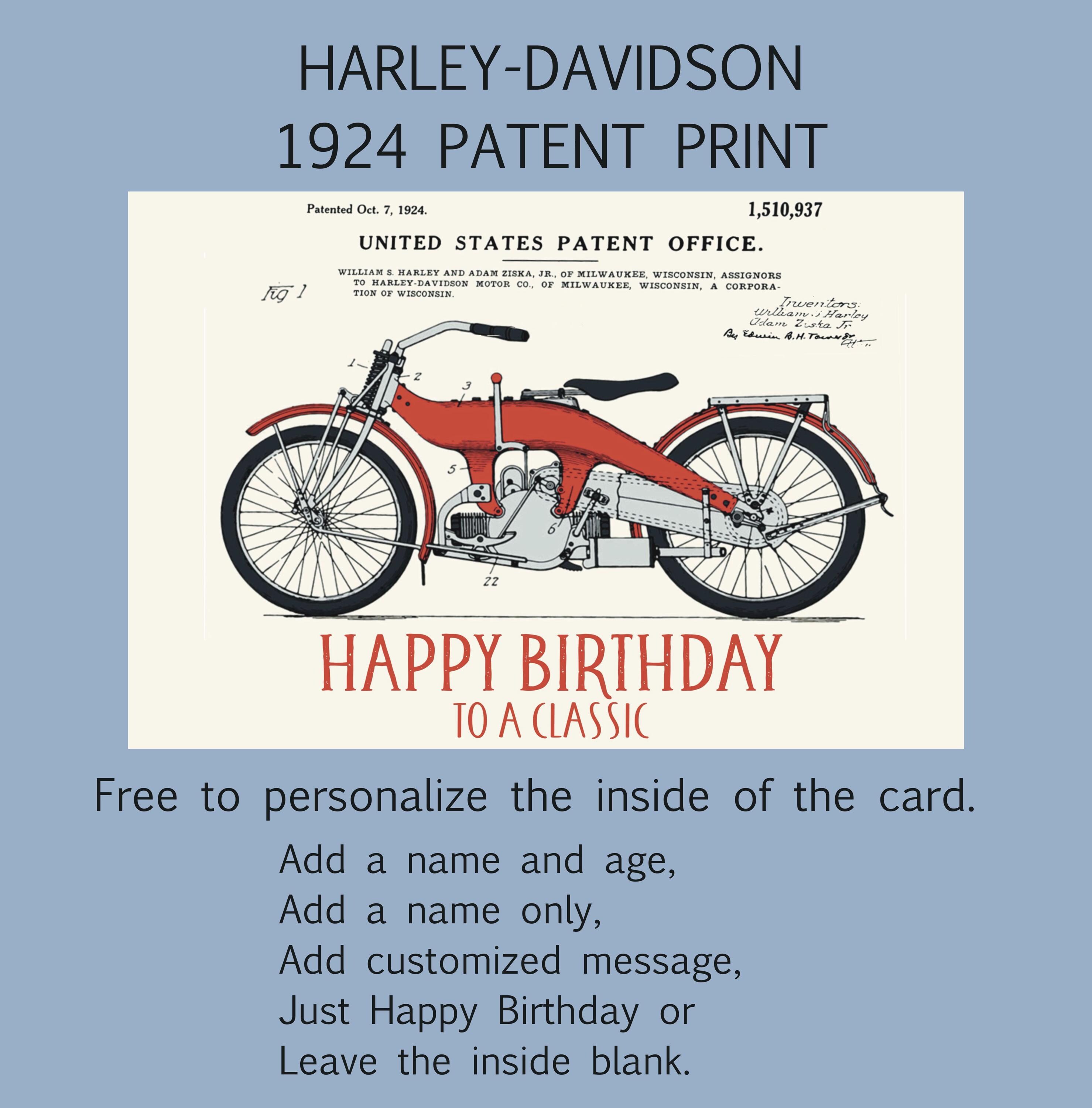 Harley Davidson Birthday Card, Personalize This Motorcycle Card or ...