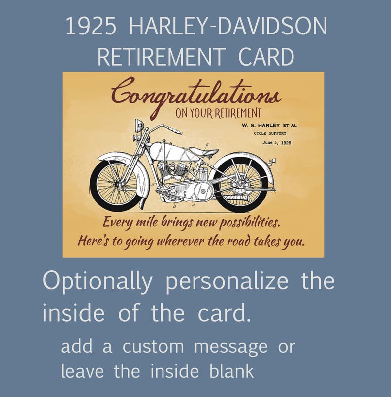 Harley Davidson Retirement Card, Motorcycle Congratulations for ...