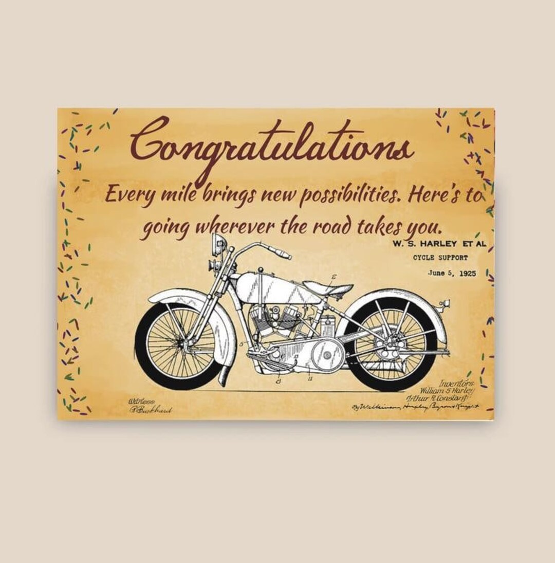 Harley Davidson Congratulation Card, Great Graduation, Retirement, New ...