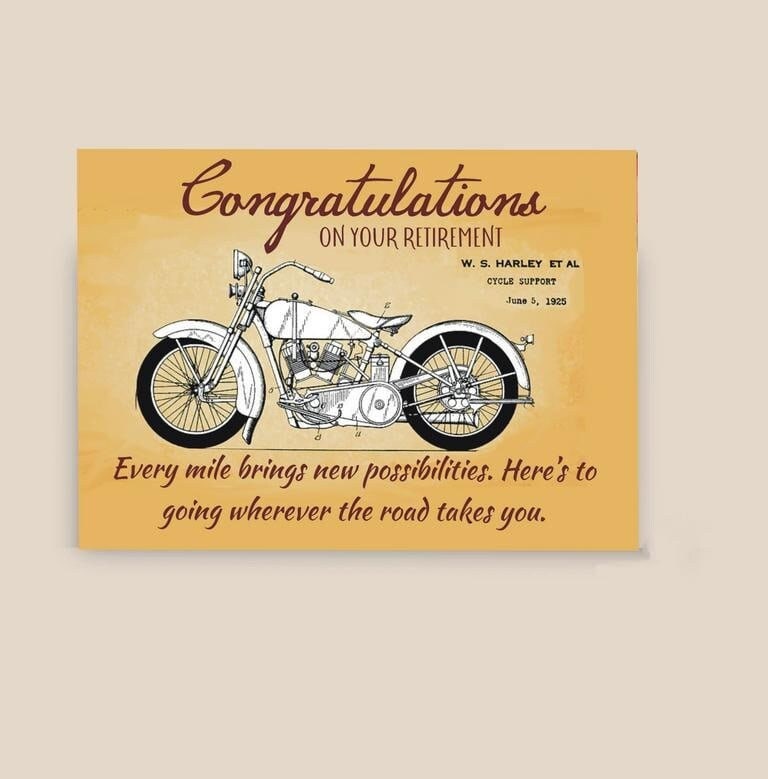 Harley Davidson Retirement Card, Motorcycle Congratulations for ...
