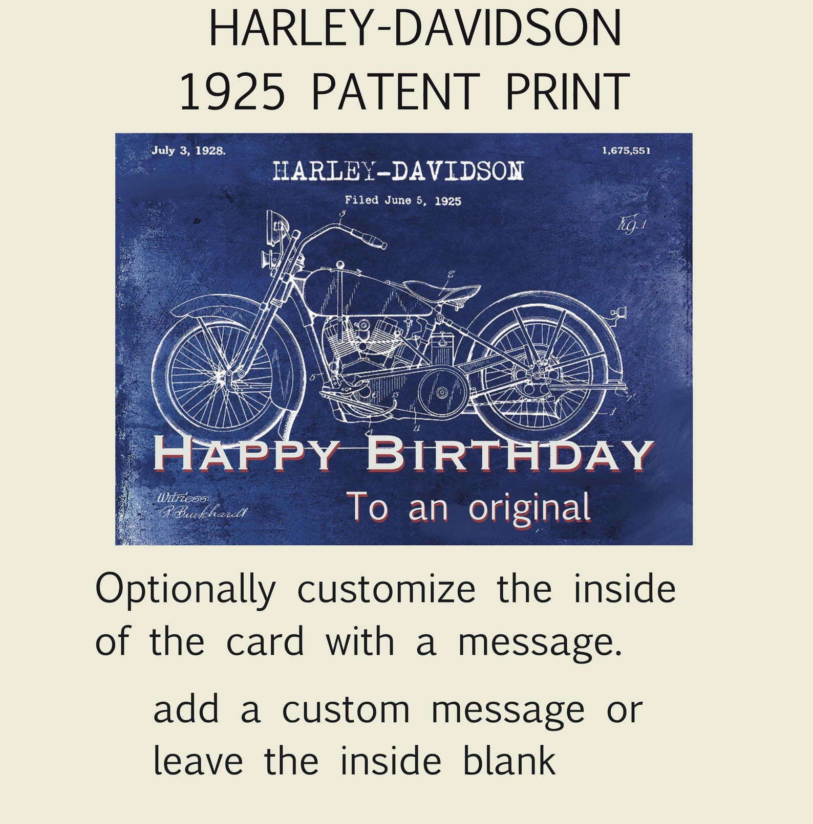 Harley-davidson Birthday Card, Personalize This Motorcycle Card or ...