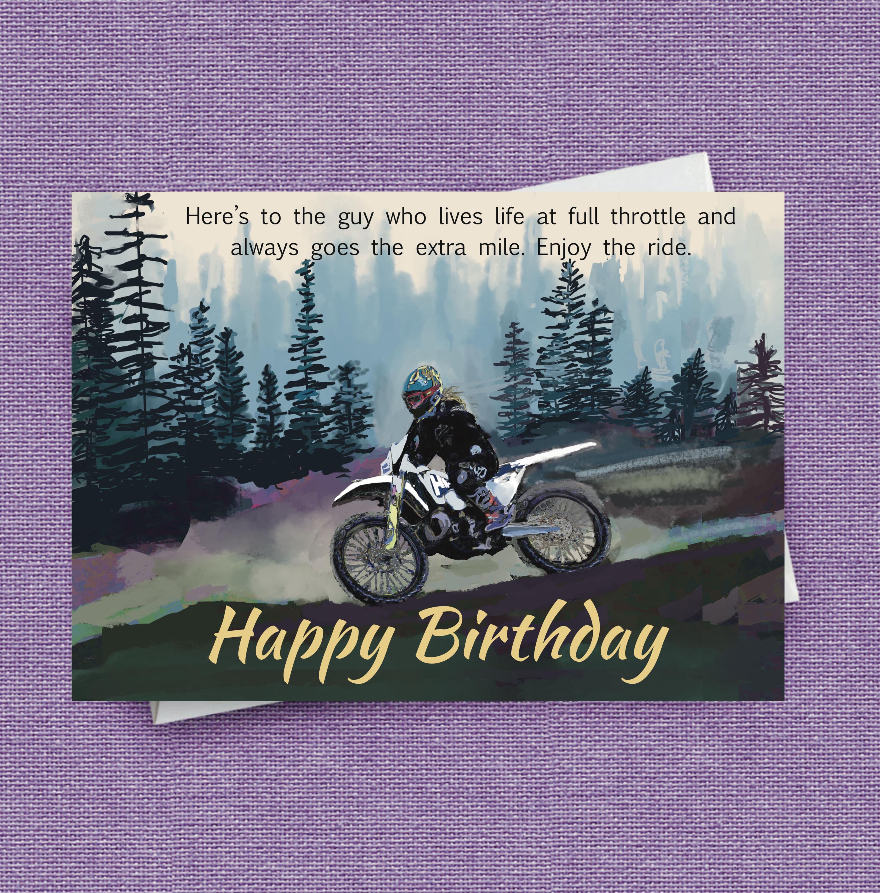 Motorcycle Birthday Card, This Dirt Bike Birthday Card is Perfect for ...