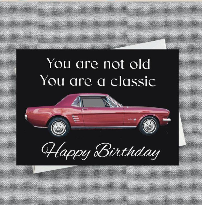Ford Mustang Birthday Card, Classic Car Card Personalize for Dad ...