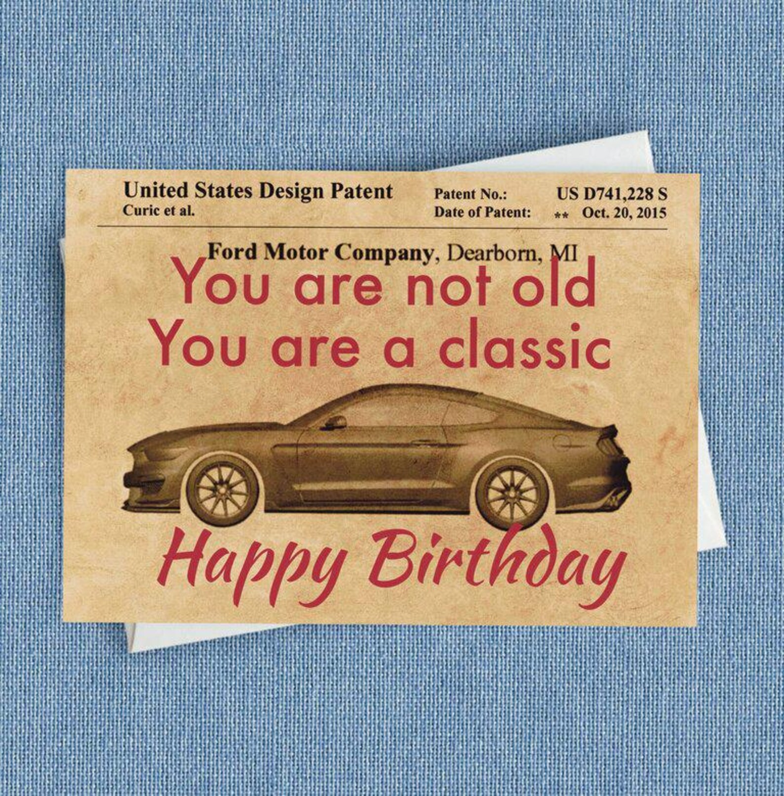 Mustang Birthday Card, Patent Print, Funny Ford Mustang or Classic ...