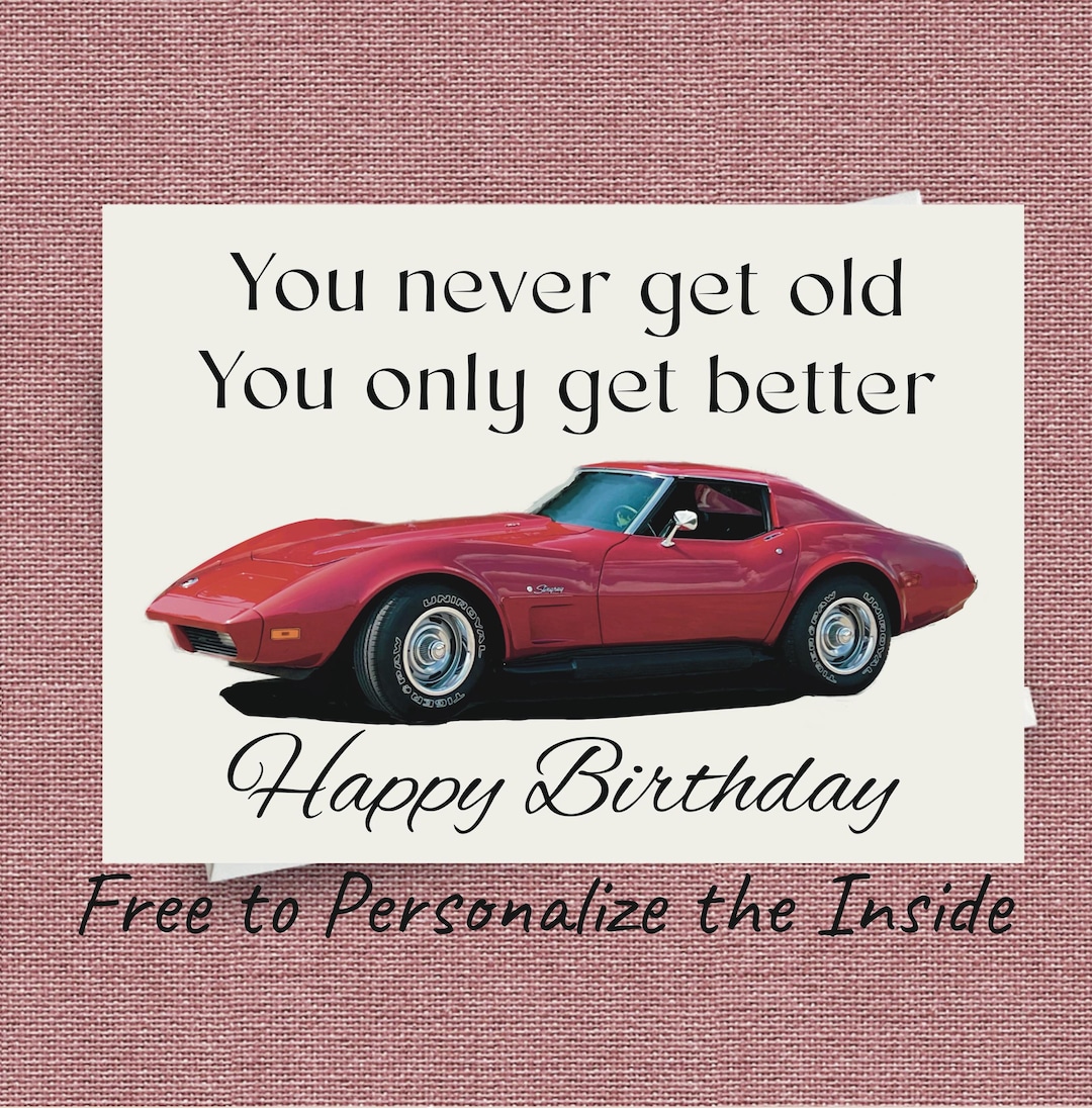 Corvette Birthday Card, Funny Vintage or Classic Car Card, Free ...