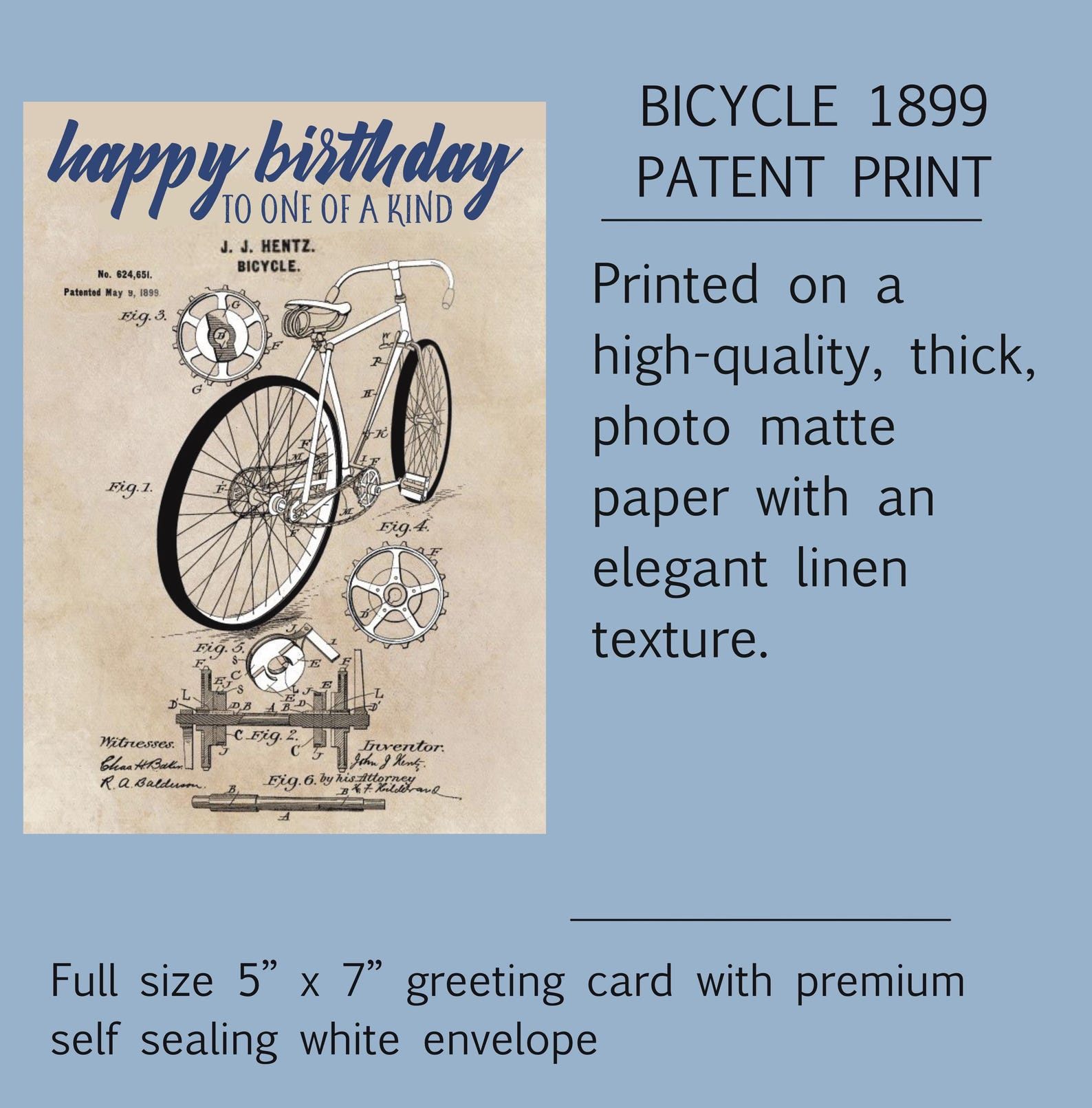 Cycling Birthday Card, Bicycle Patent Print, Great for Mountain Biking ...