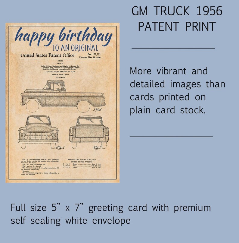 1956 Chevy Pickup Birthday Card – Vintage Truck Patent Art ...