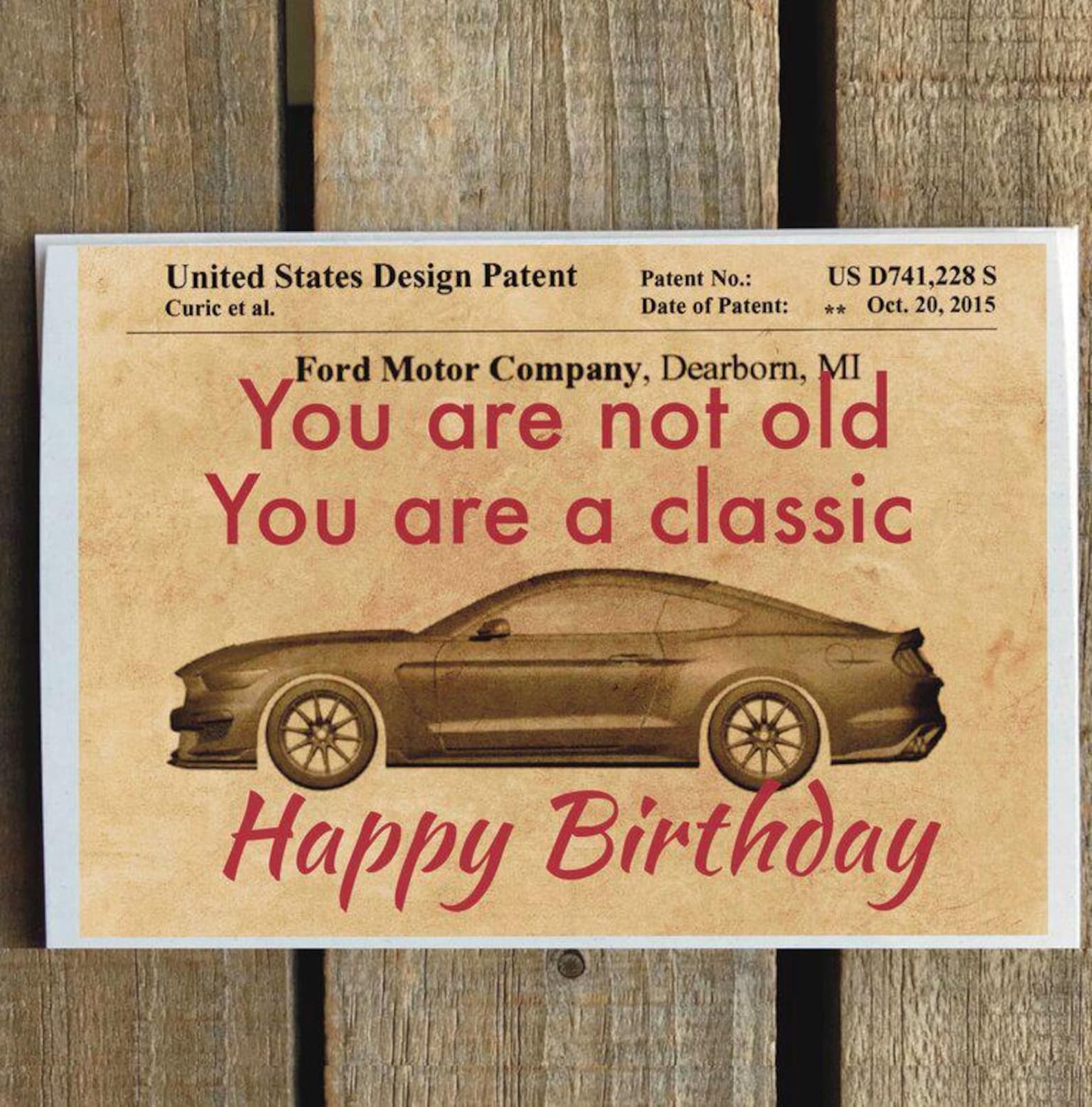Mustang Birthday Card, Patent Print, Funny Ford Mustang or Classic ...