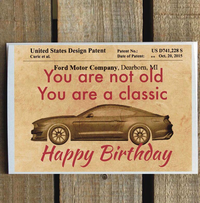Mustang Birthday Card, Patent Print, Funny Ford Mustang or Classic ...